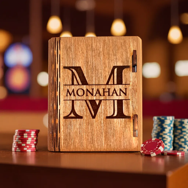 Personalized Wood Card Box – Engraved Elegance